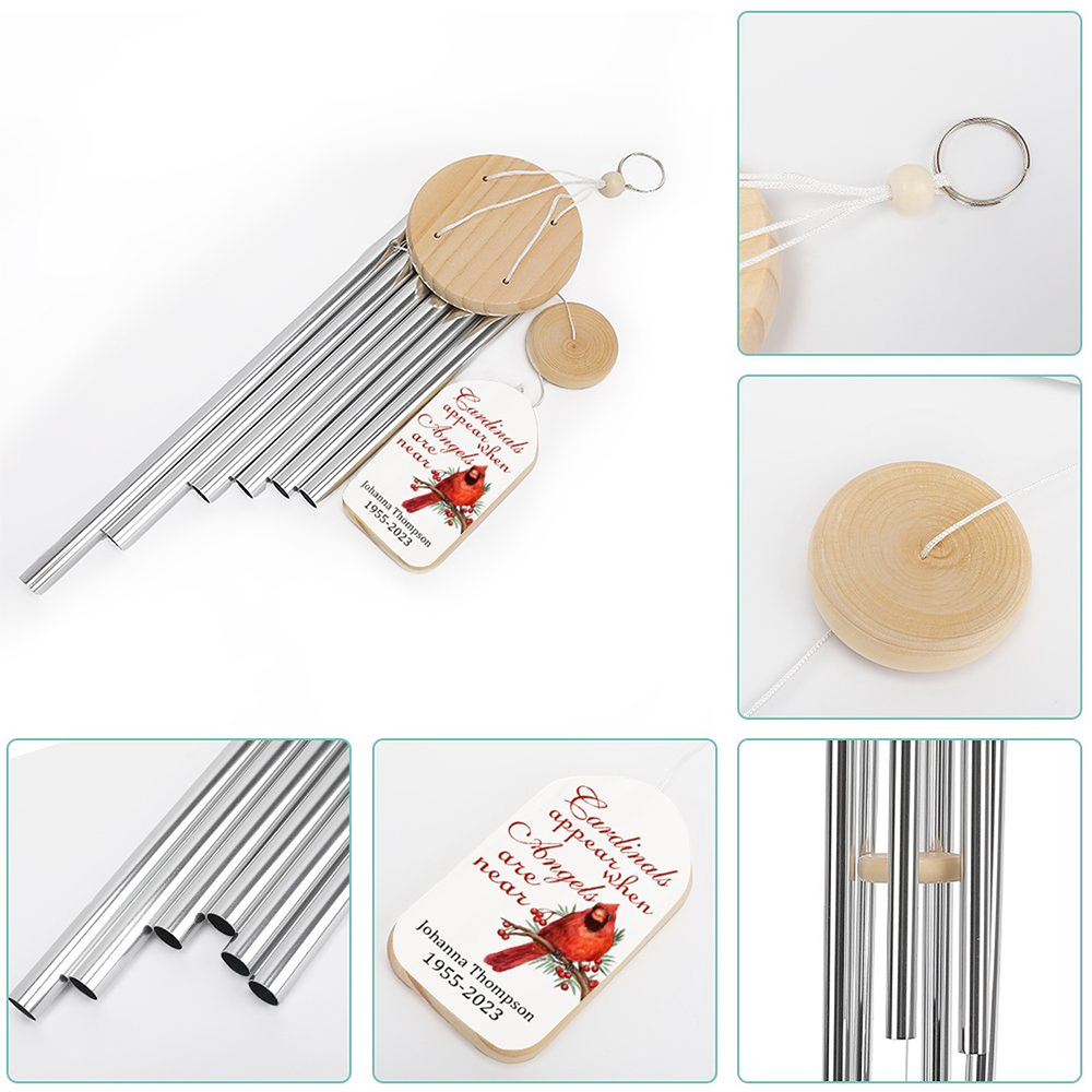 Personalized Photo Cardinal Wind Chimes with Name Outdoor Accessories ...