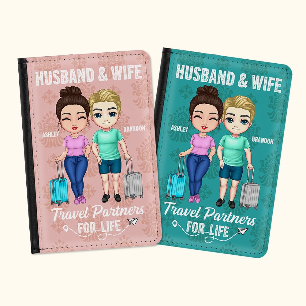 Personalized Vintage Pattern Husband & Wife Travel Partners for Life ...