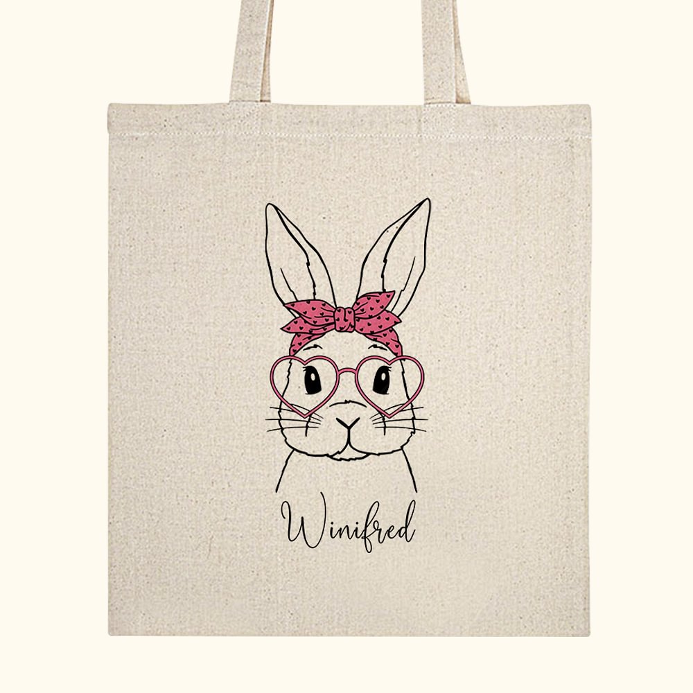 Personalized Canvas Tote Bag with Easter Bunny |Callie - CALLIE