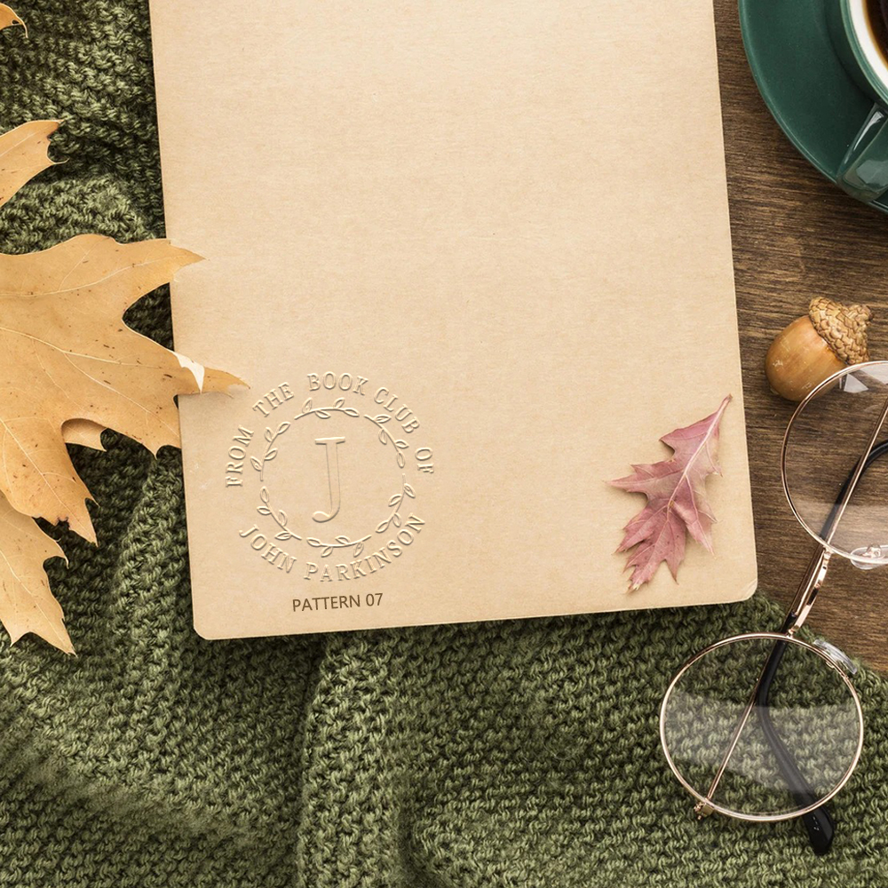 Personalized Book Theme Knowledge Tree Embosser Stamp with Initial Text ...