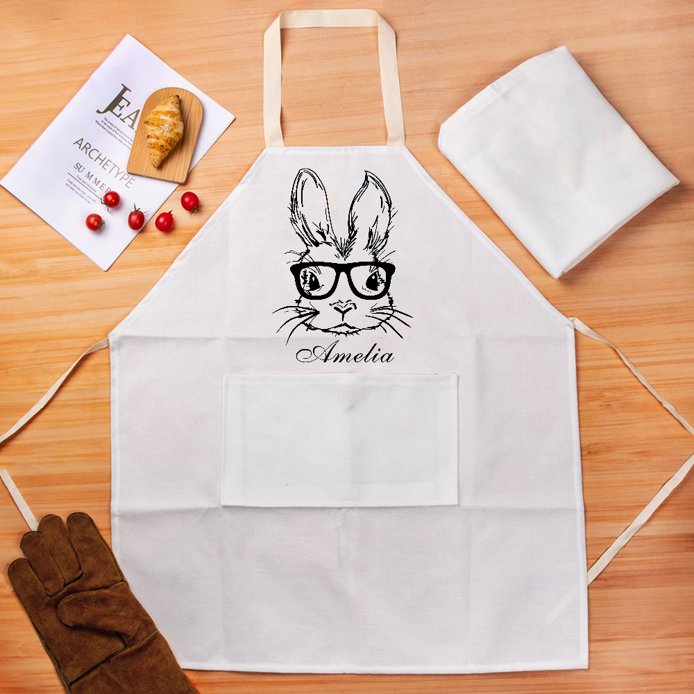 Personalized Cute Bunny Pocket Apron with Name Easter Gift for Family ...