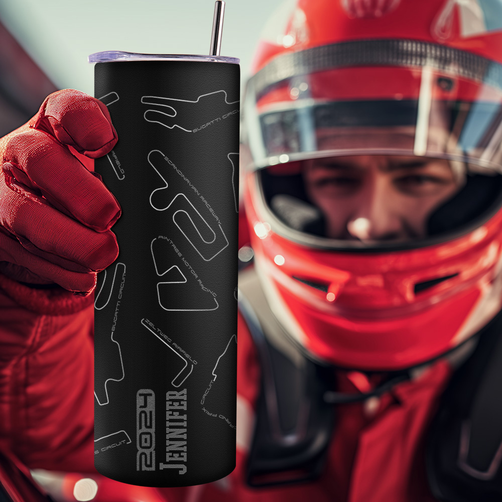Personalized 2025 Formula One Racing Track Circuit 20oz Skinny Tumbler ...