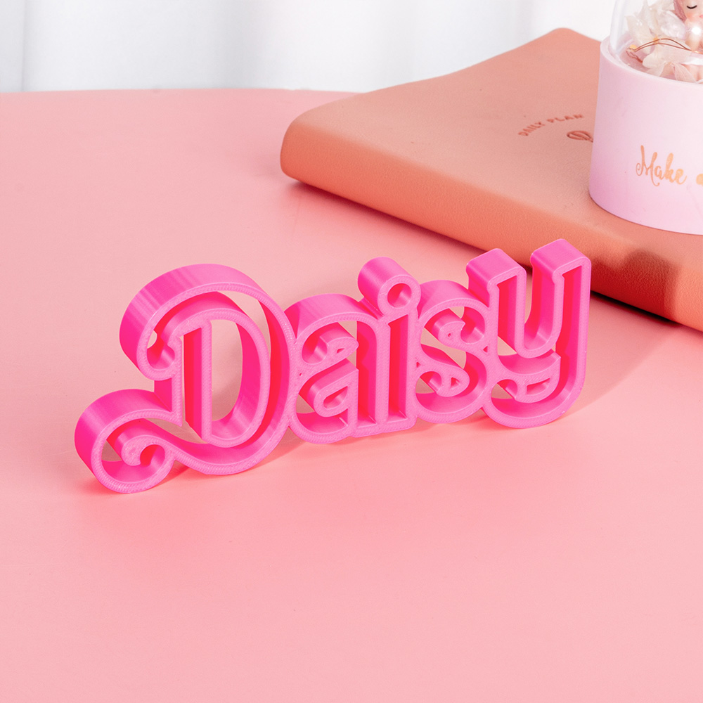 Personalized Pink Doll Inspired Style 3D Printed Nameplate Desk Display ...