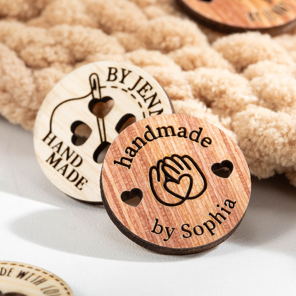 Personalized Handmade with Love Wooden Buttons Set of 10 Clothing ...