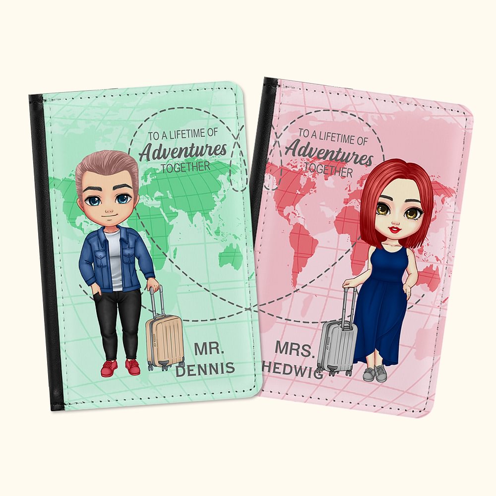Personalized A Lifetime Of Adventures Cartoon Character Passport Cover ...