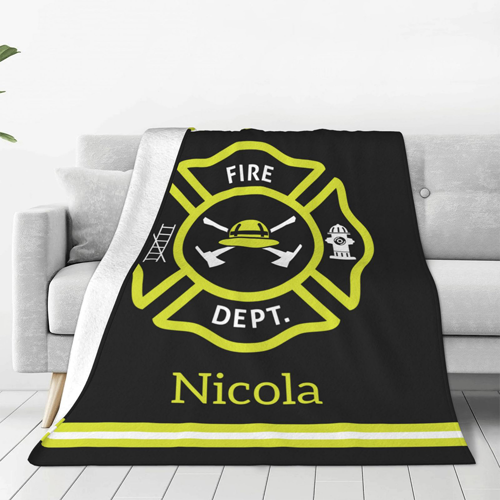 Personalized Firefighter Blanket with Name and Thin Yellow Line Soft ...