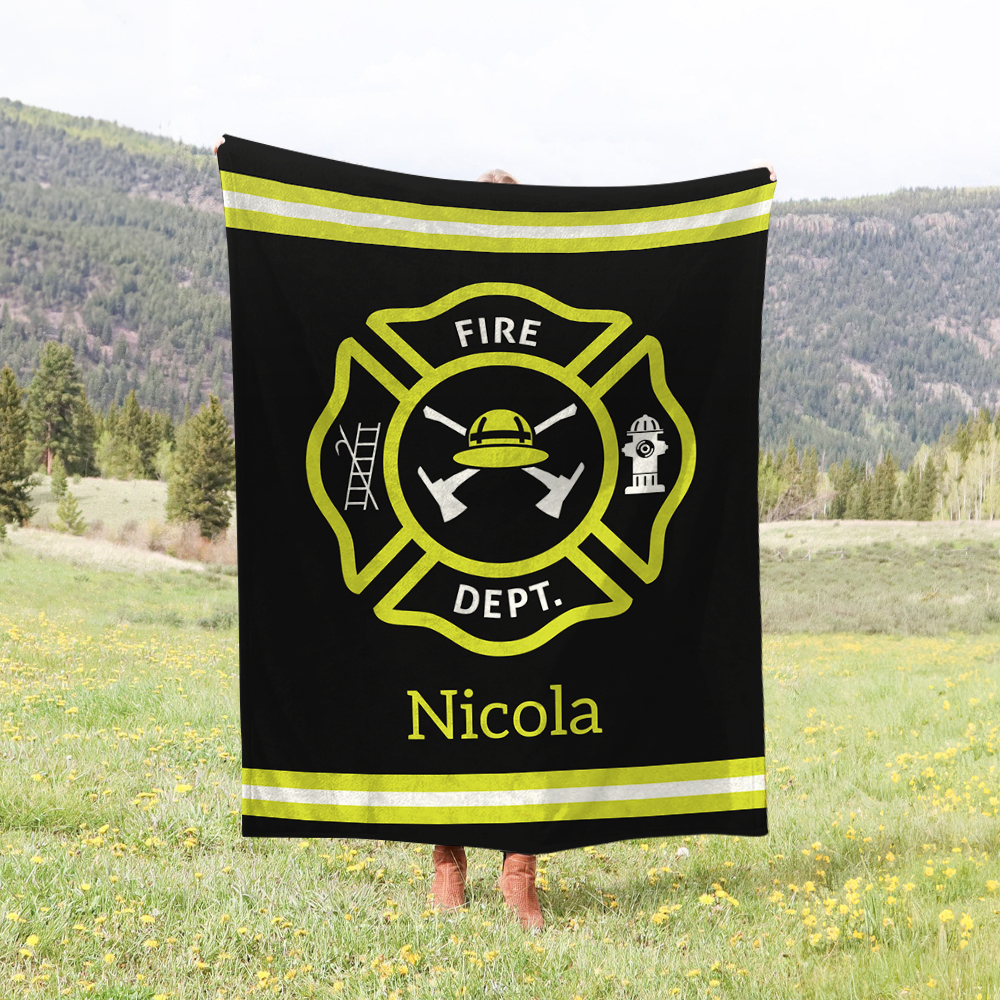 Personalized Firefighter Blanket with Name and Thin Yellow Line Soft ...
