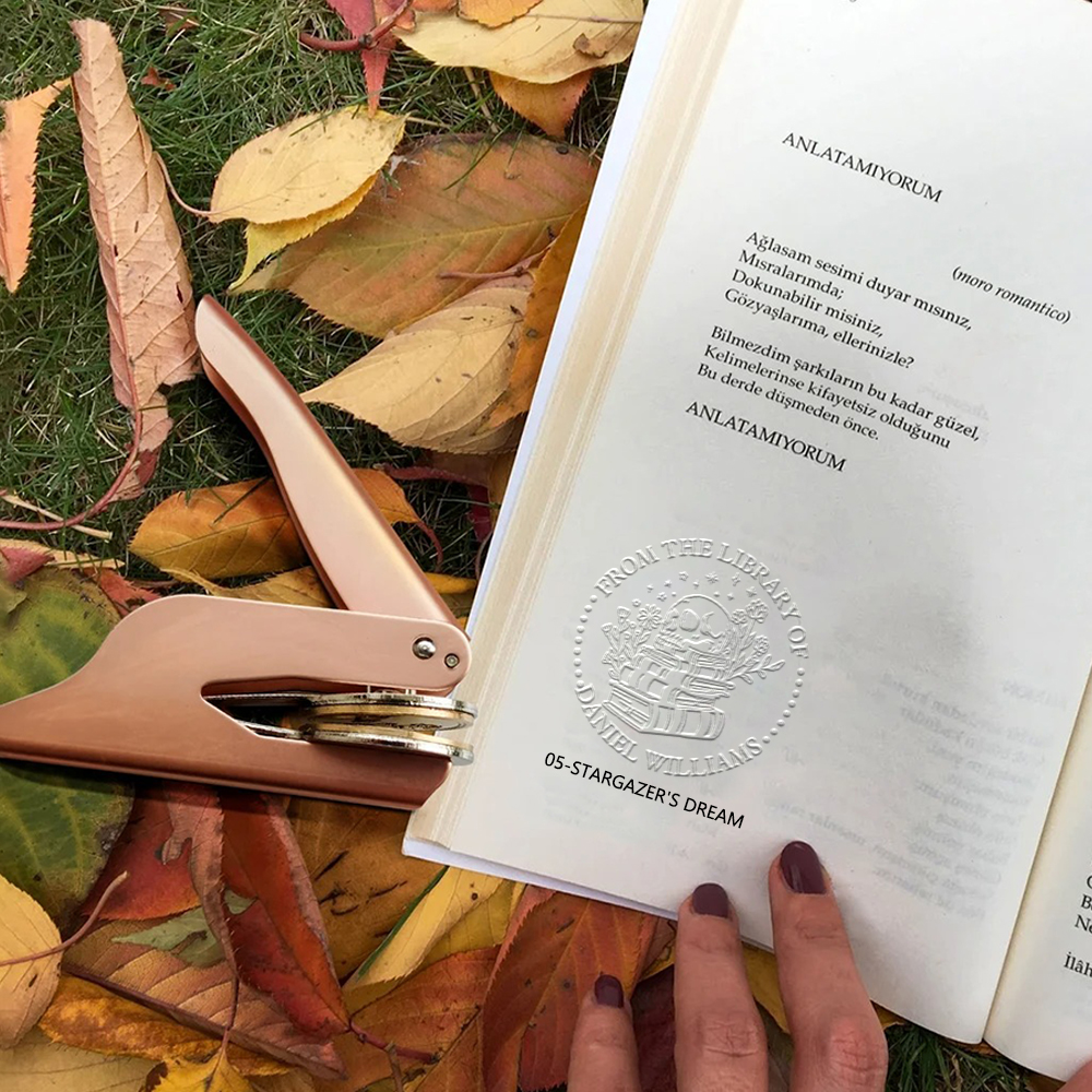 Custom Skull Flower Design Book Embosser - CALLIE