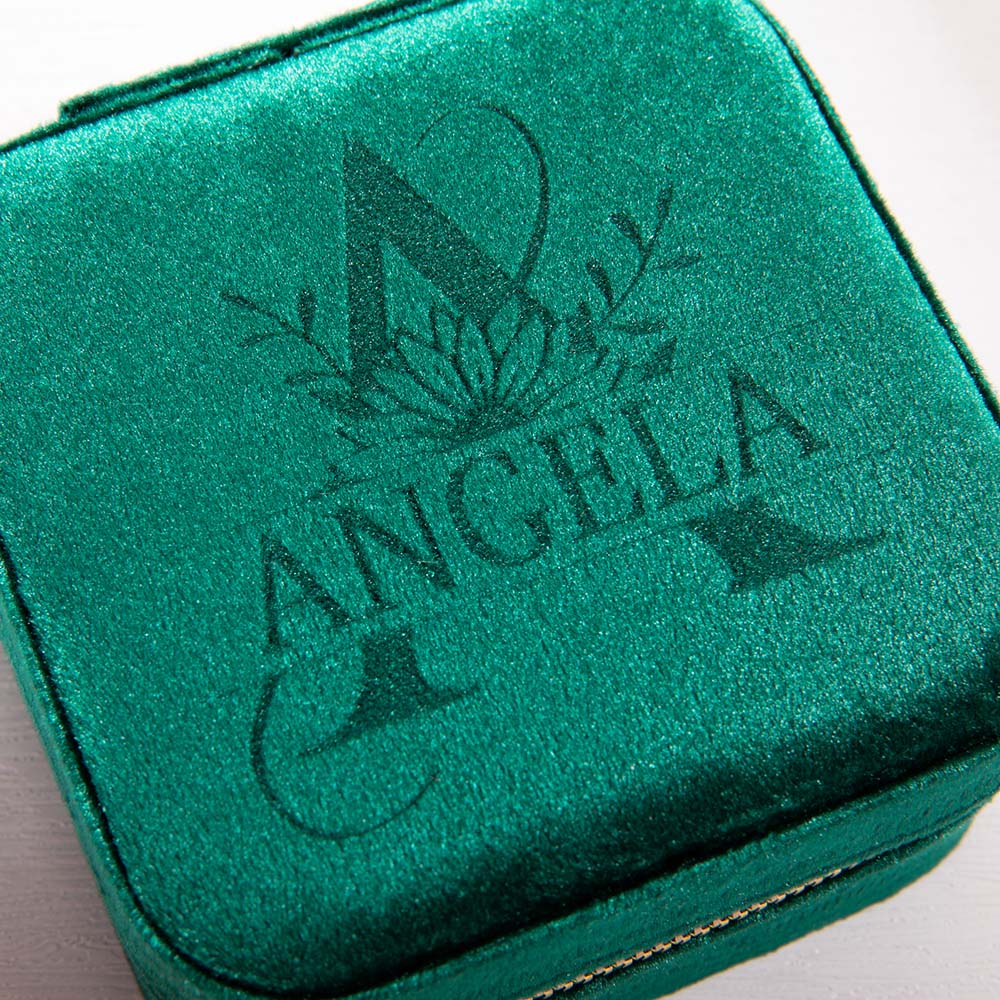 Personalised Engraved Sunflower Velvet Travel Jewellery Box with ...