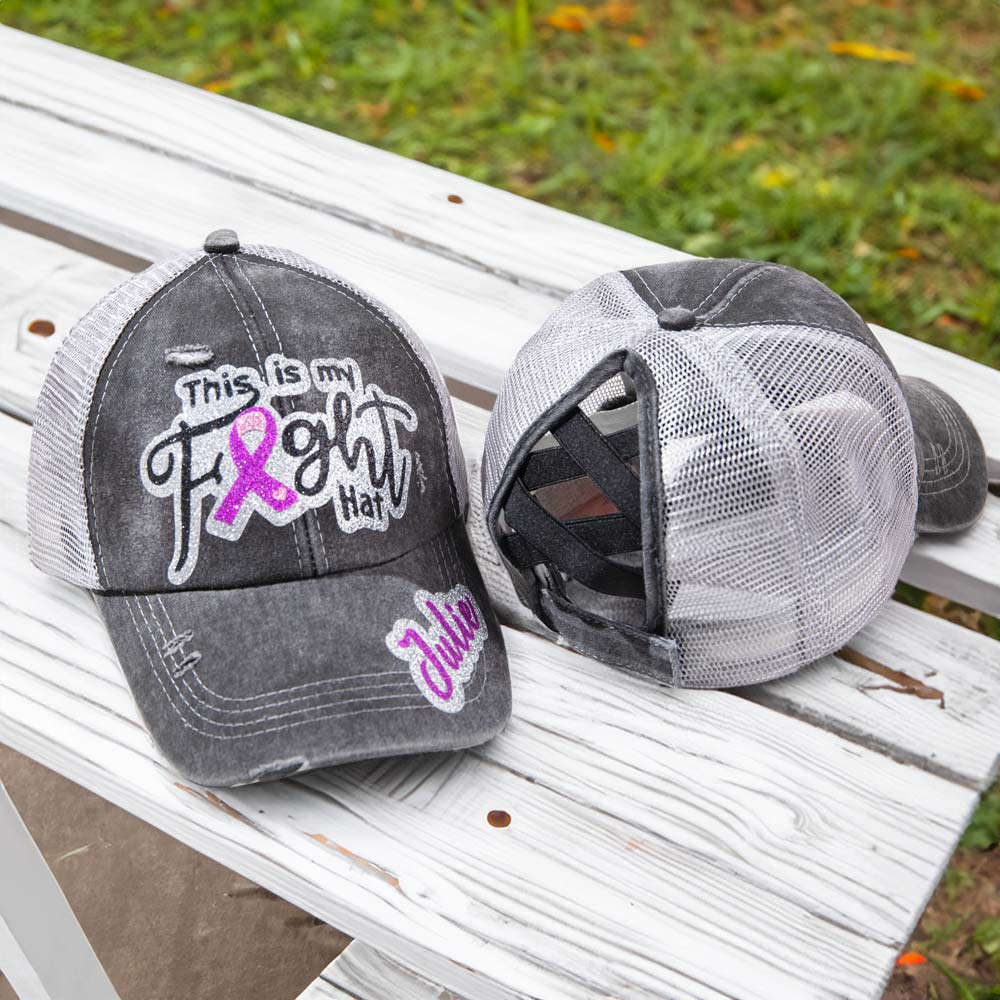 Personalized This is My Fight Hat Glitter Name Baseball Cap with Ribbon ...