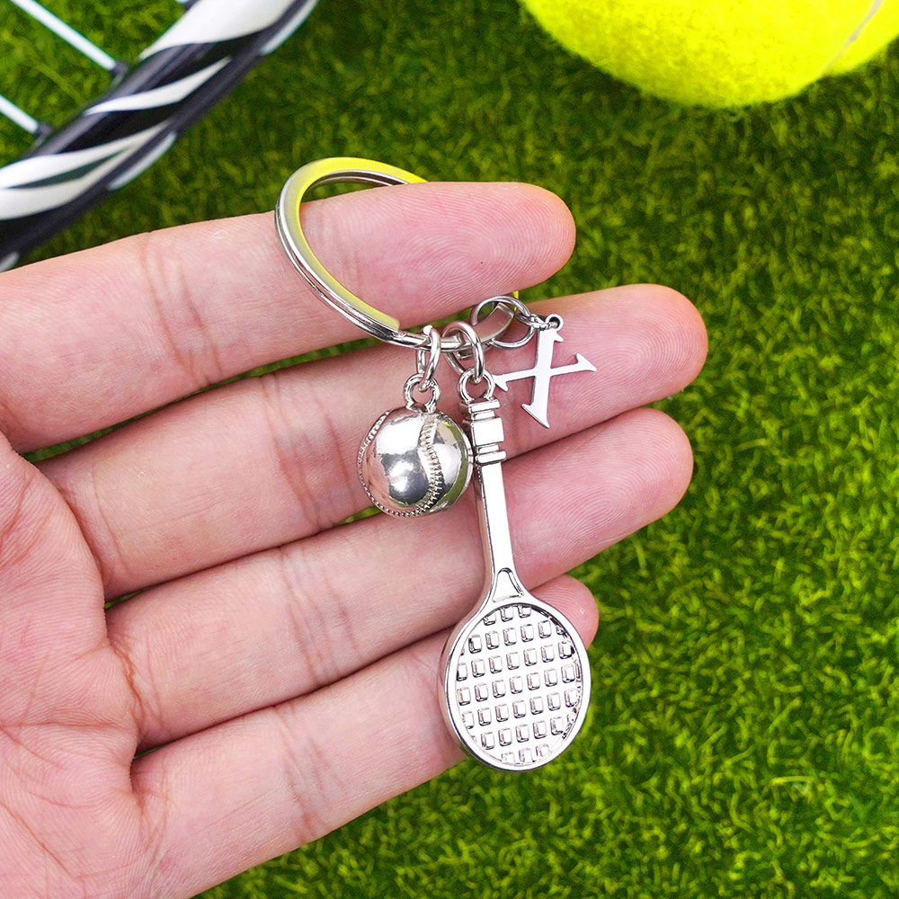 Personalized Tennis Racket and Ball Keychain with Initial Charm ...