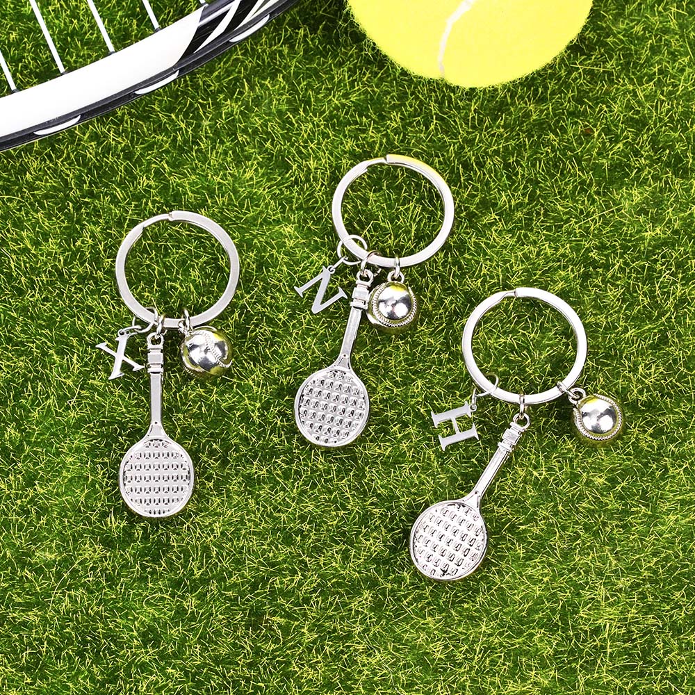 Personalized Tennis Racket and Ball Keychain with Initial Charm ...