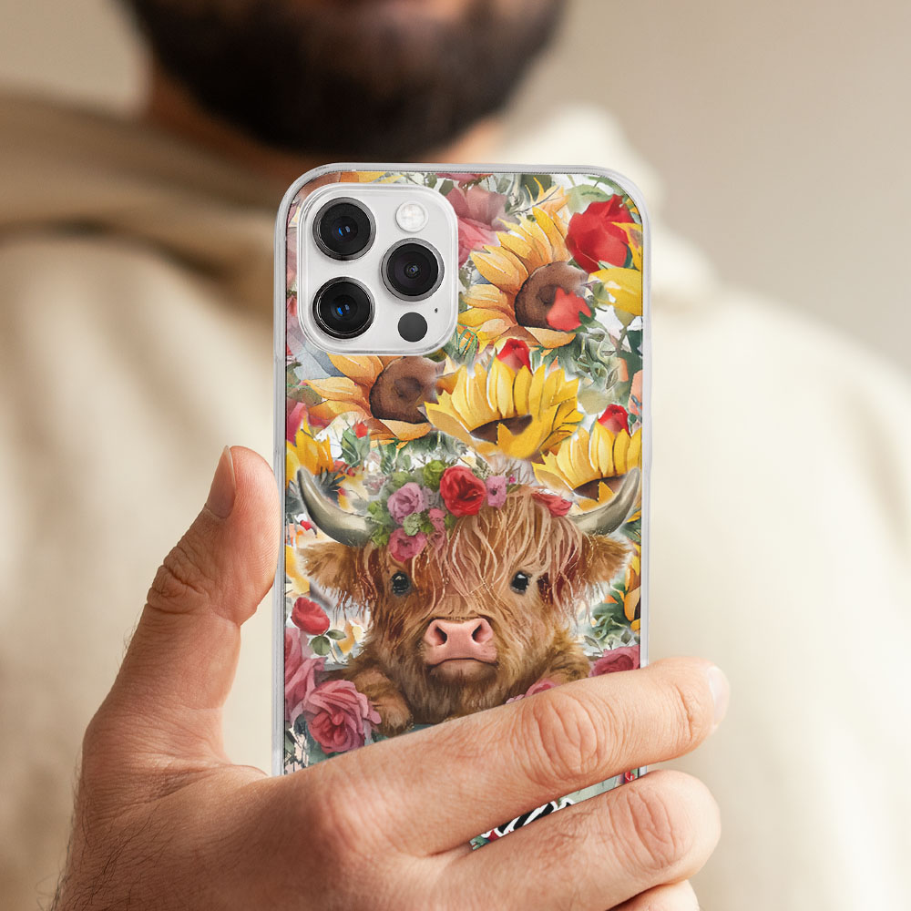 Personalized Colorful Highland Cow iPhone Case with Name Birthday ...