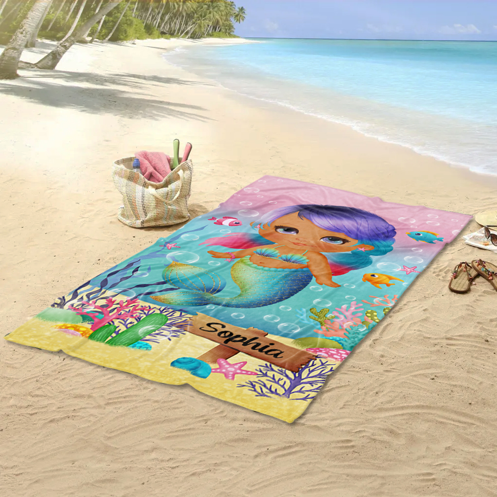 Personalized beach towel 02 with Ocean Diving Mermaid Soft Beach Towel ...
