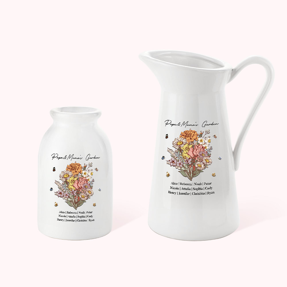 Personalized Vase with Birth Flower Bouquet |Callie - CALLIE