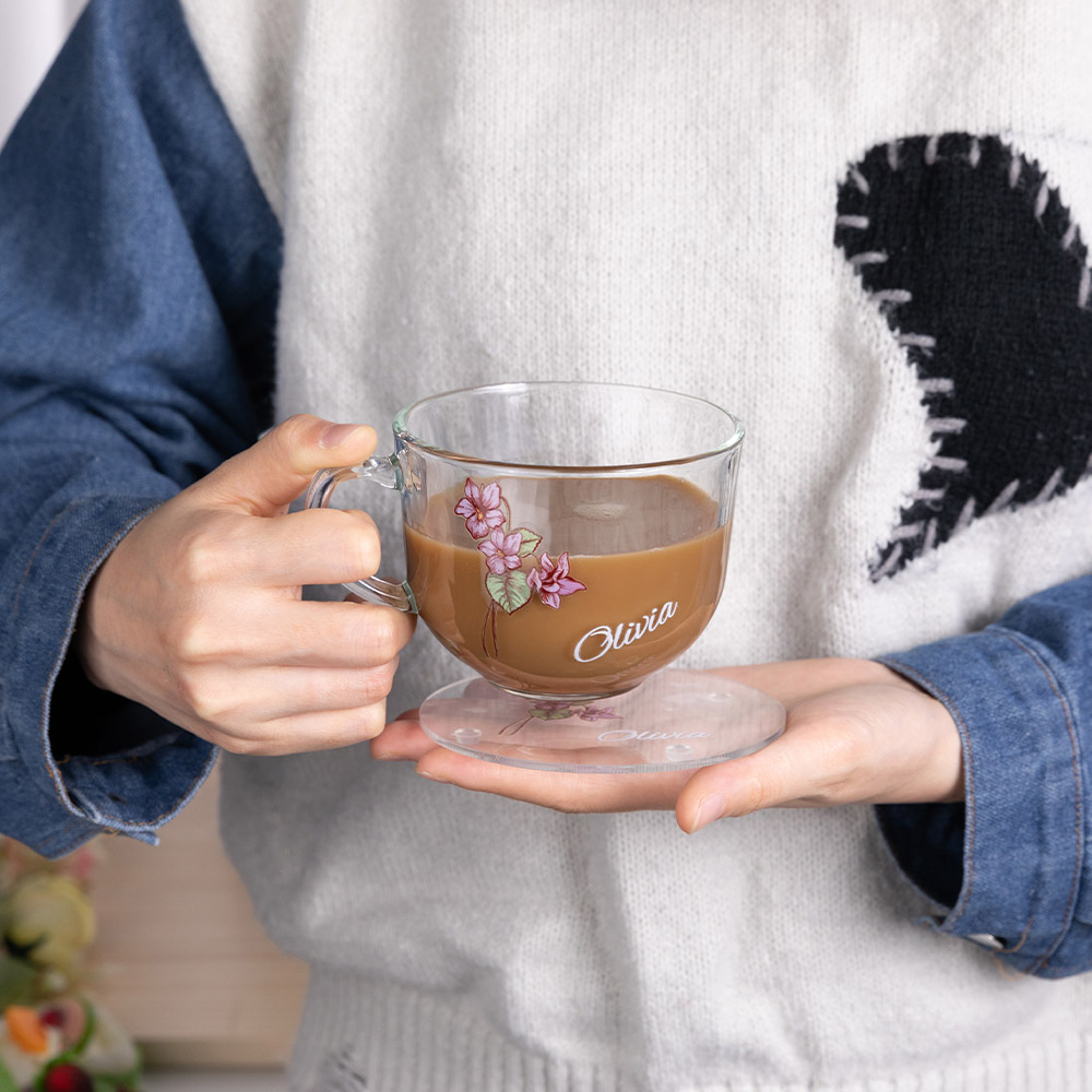 Personalized Birth Flower 16oz Mug and Coaster with Name Birthday ...
