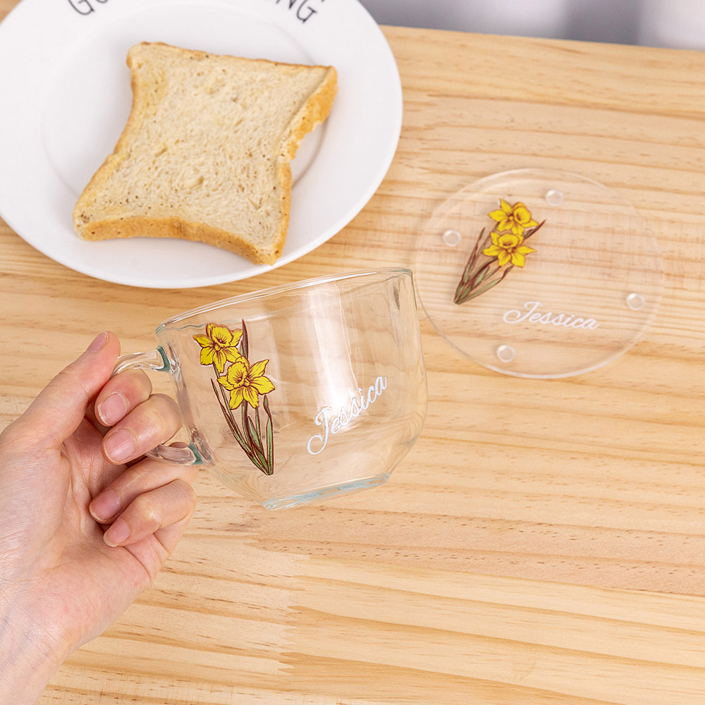 Personalized Birth Flower 16oz Mug and Coaster with Name Birthday ...