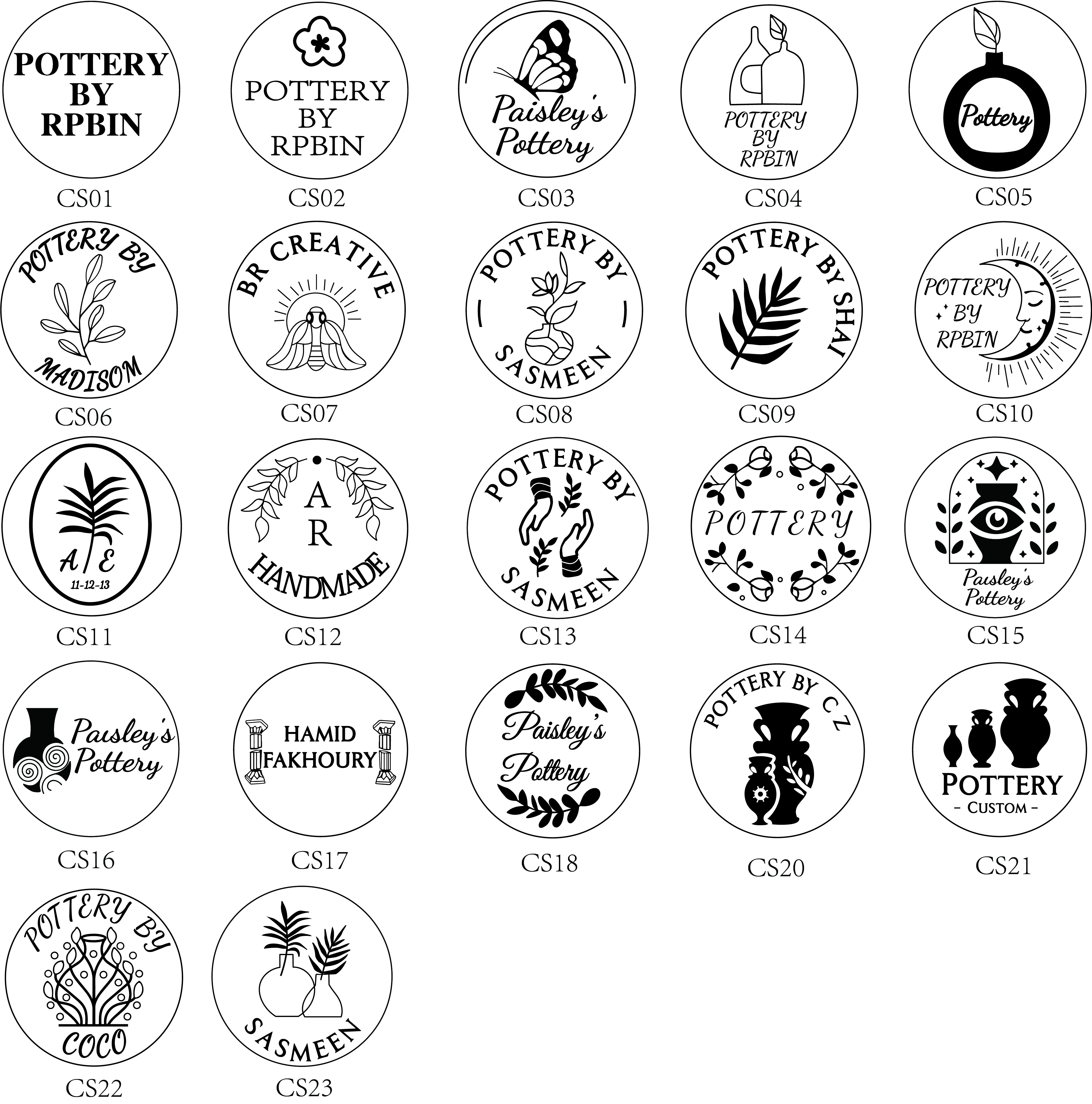 Personalized Ceramic Clay Brass Pottery Stamp with Pattern Initial Date ...