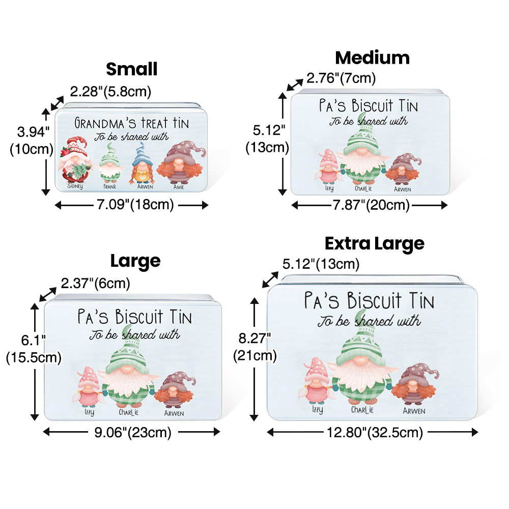 Personalized Christmas Gnome Dwarf Metal Biscuit Tin - CALLIE