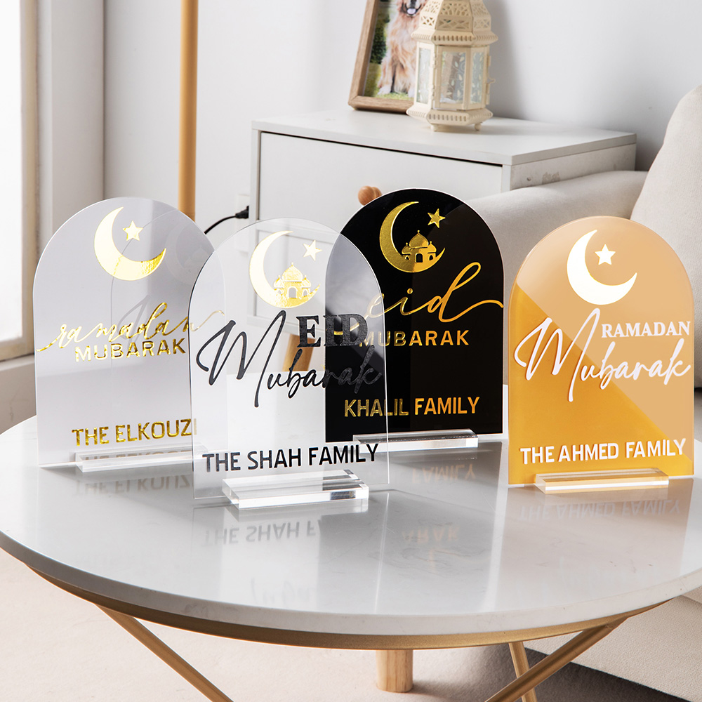 Personalized Ramadan Mubarak Crescent Star Acrylic Sign with Family ...