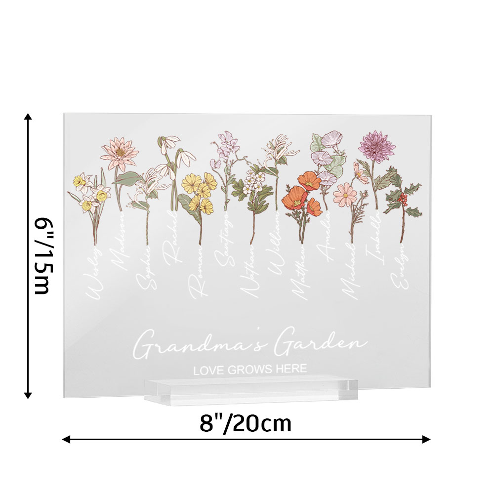 Personalized Watercolor Birth Flower Acrylic Plaque with 1-15 Names ...
