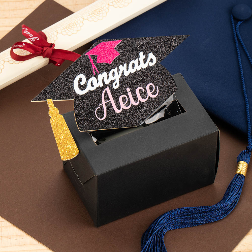 Personalized Glitter Graduation Cap Pull Out Money Gift Box Money ...