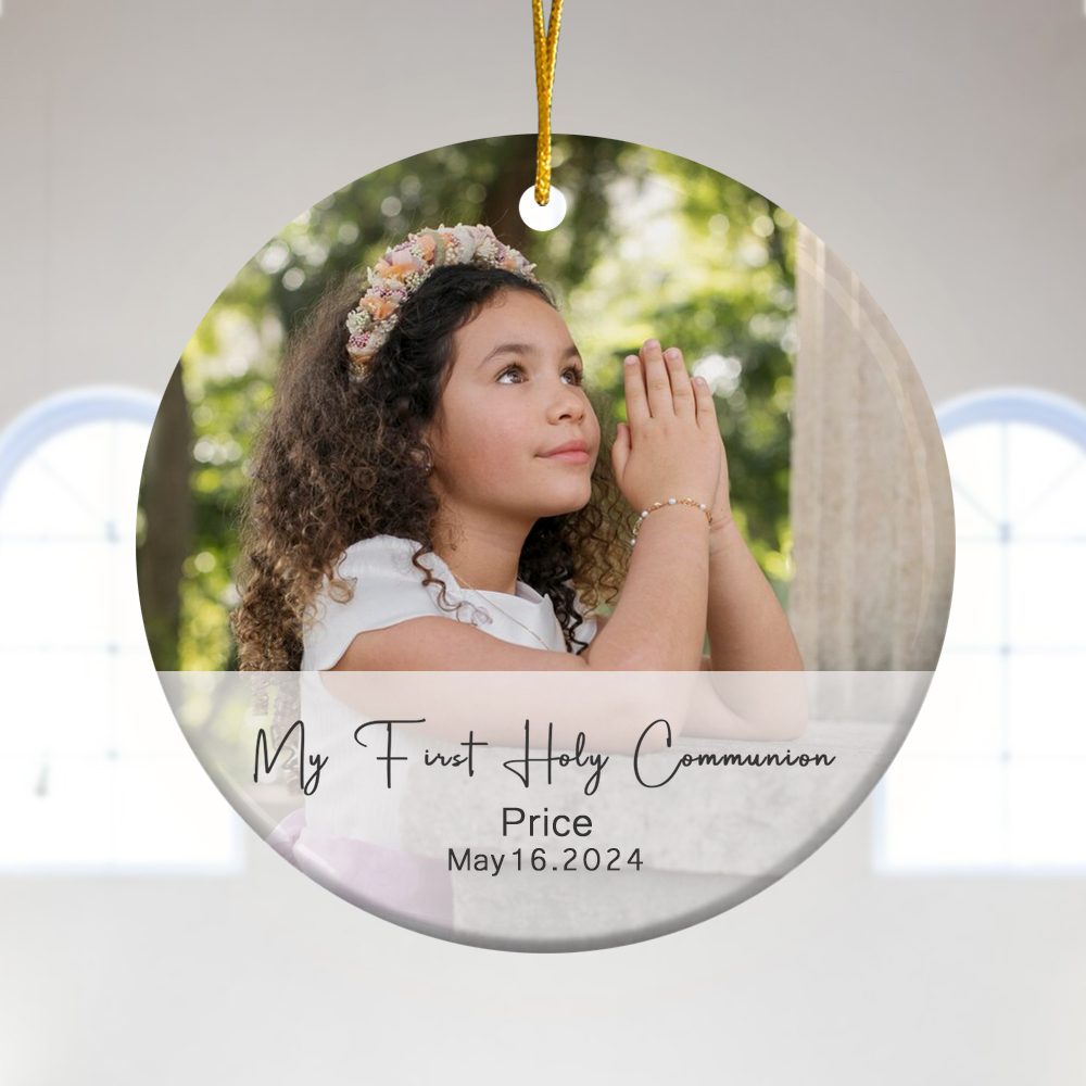 Personalized My First Holy Communion Ceramic Photo Ornament with Name ...