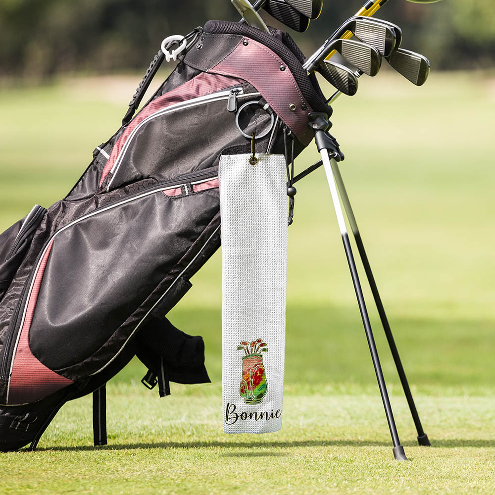 Personalized Colorful Golfing Clubs Golf Waffle Towel Absorb Sweat with ...