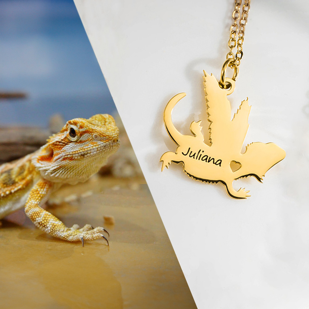 Personalized Engraving Bearded Dragon Pet Lizard Pendant Necklace ...