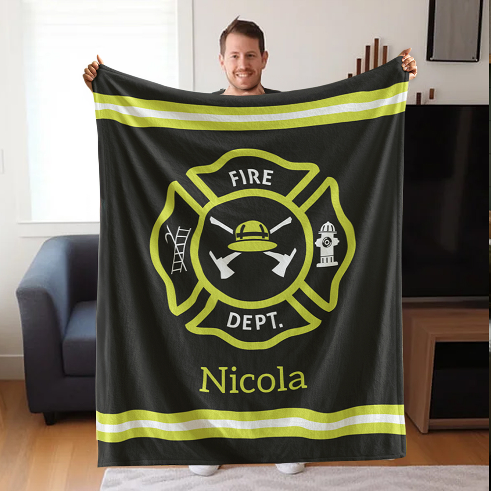Personalized Firefighter Blanket with Name and Thin Yellow Line Soft ...