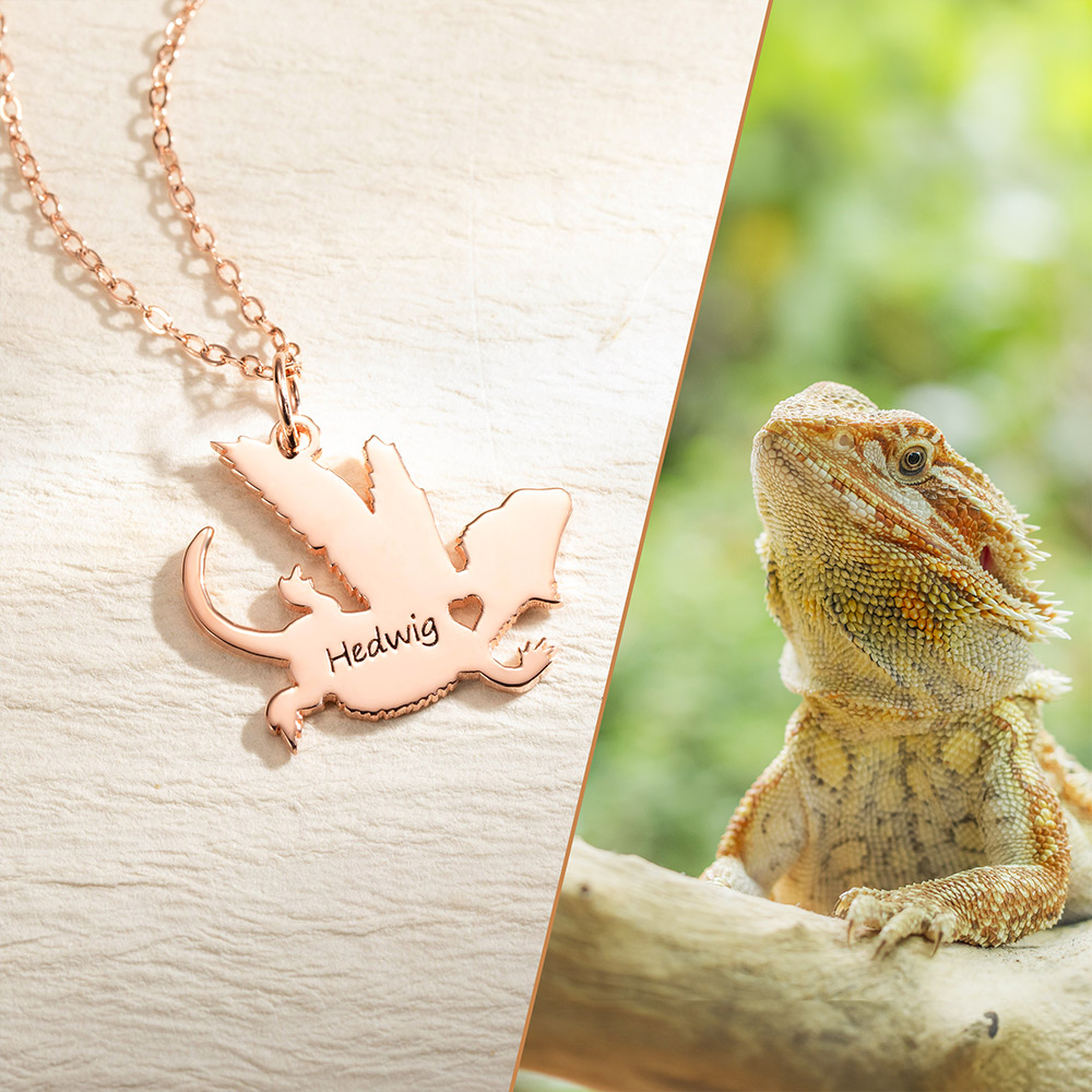 Personalized Engraving Bearded Dragon Pet Lizard Pendant Necklace ...