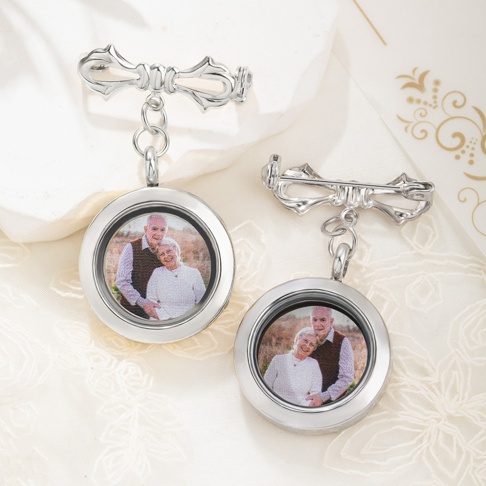 Personalized Photo Lapel Pin Bouquet Charm Memoriral Wedding Graduation ...