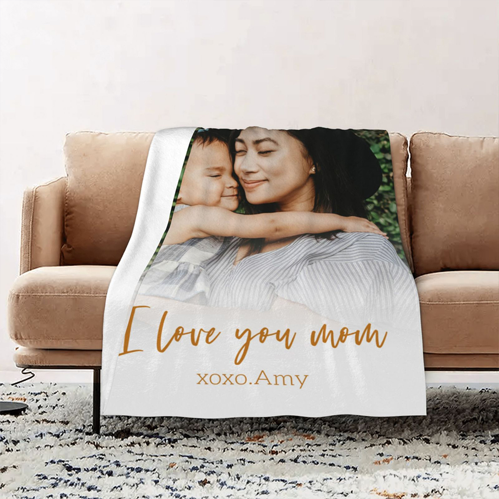 Personalized Character Photo Soft Blanket with Text Mother's Day Baby ...