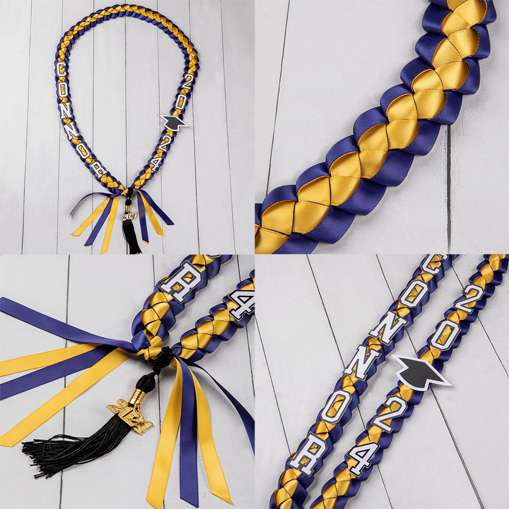 Personalized Handmade Braid Graduation Lei Honor Ribbon with Name Class of 2024 Graduation ...