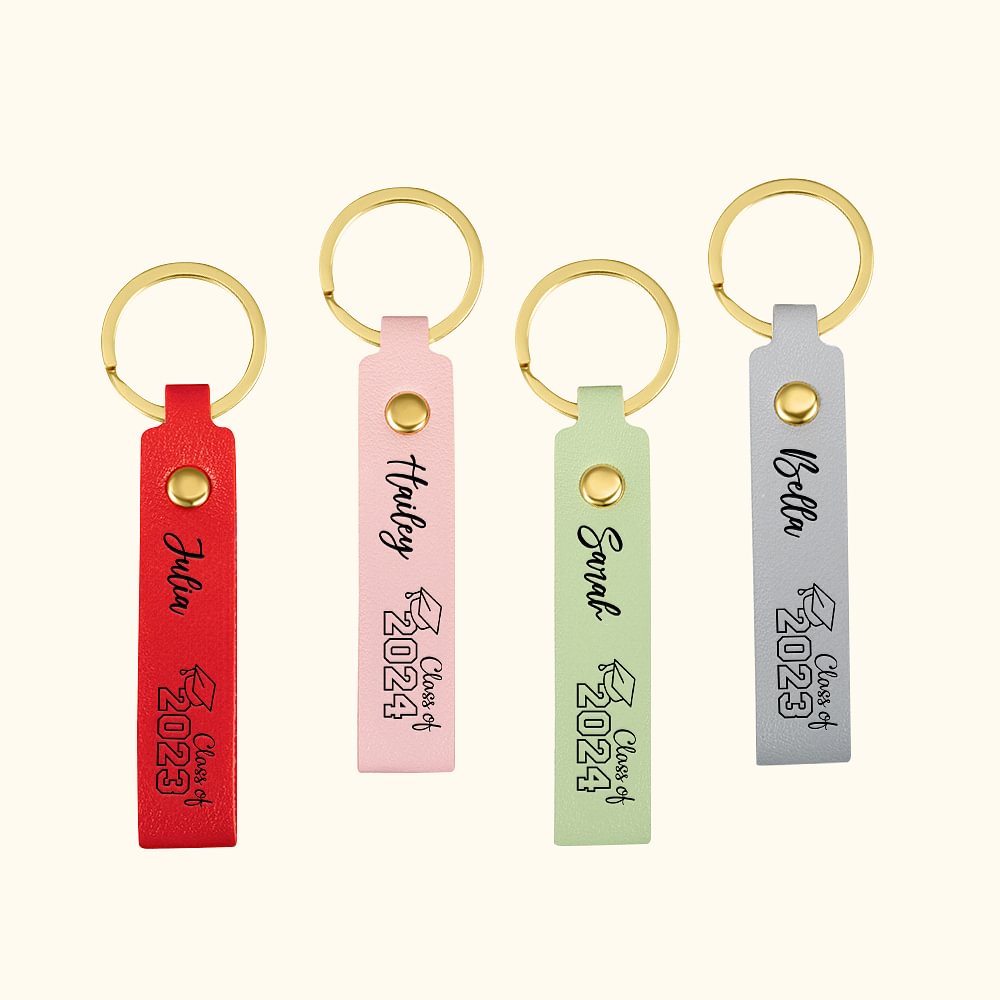 Personalized Graduation Leather Keychain Bag Charm with Year and Name ...