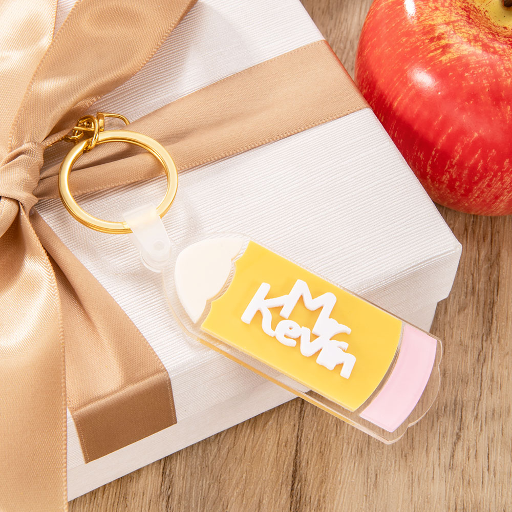 Personalized Pencil Double Layered Acrylic Pencil Keychain with Name ...