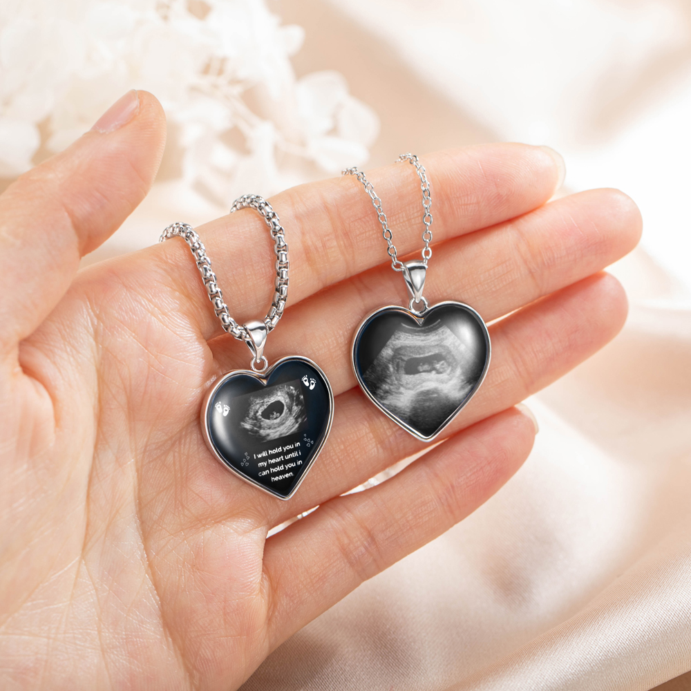 Personalized Heart Shaped Baby Sonogram Ultrasound Necklace Newborn ...
