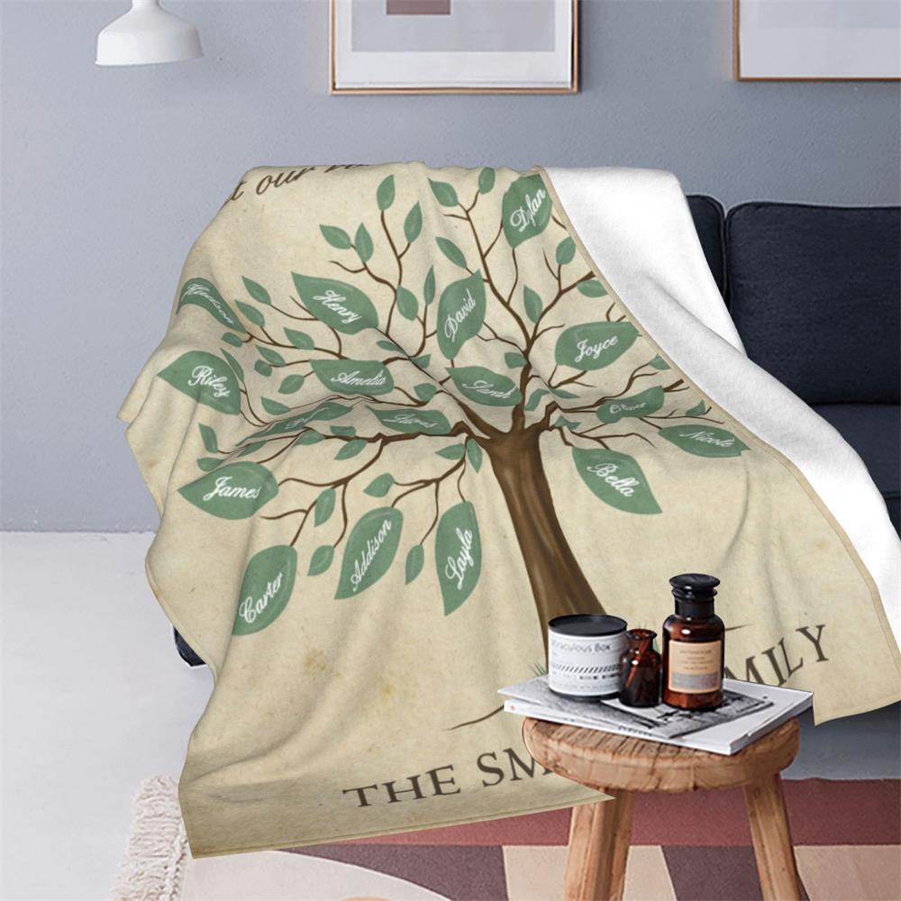 Personalized Our Roots Remain As One Family Tree Fleece Blanket with 2 ...