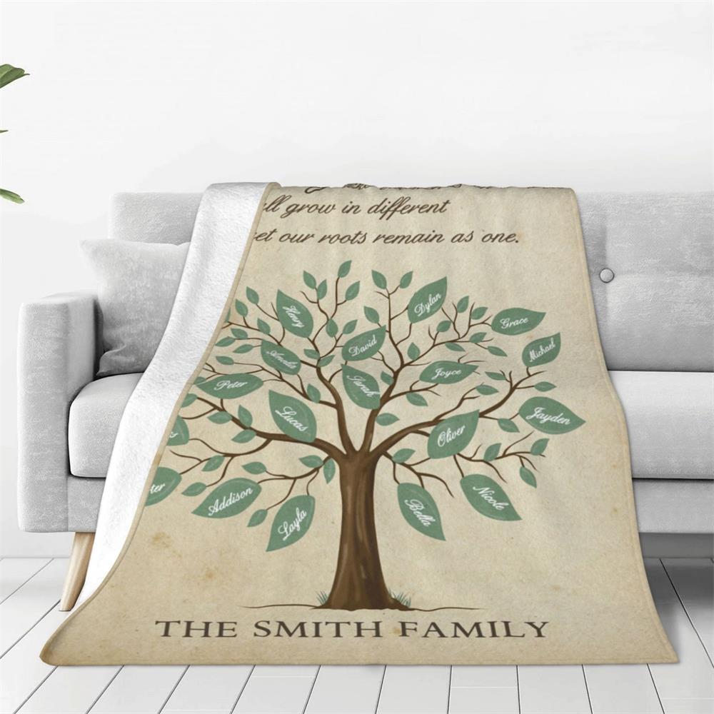 Personalized Our Roots Remain As One Family Tree Fleece Blanket with 2 ...