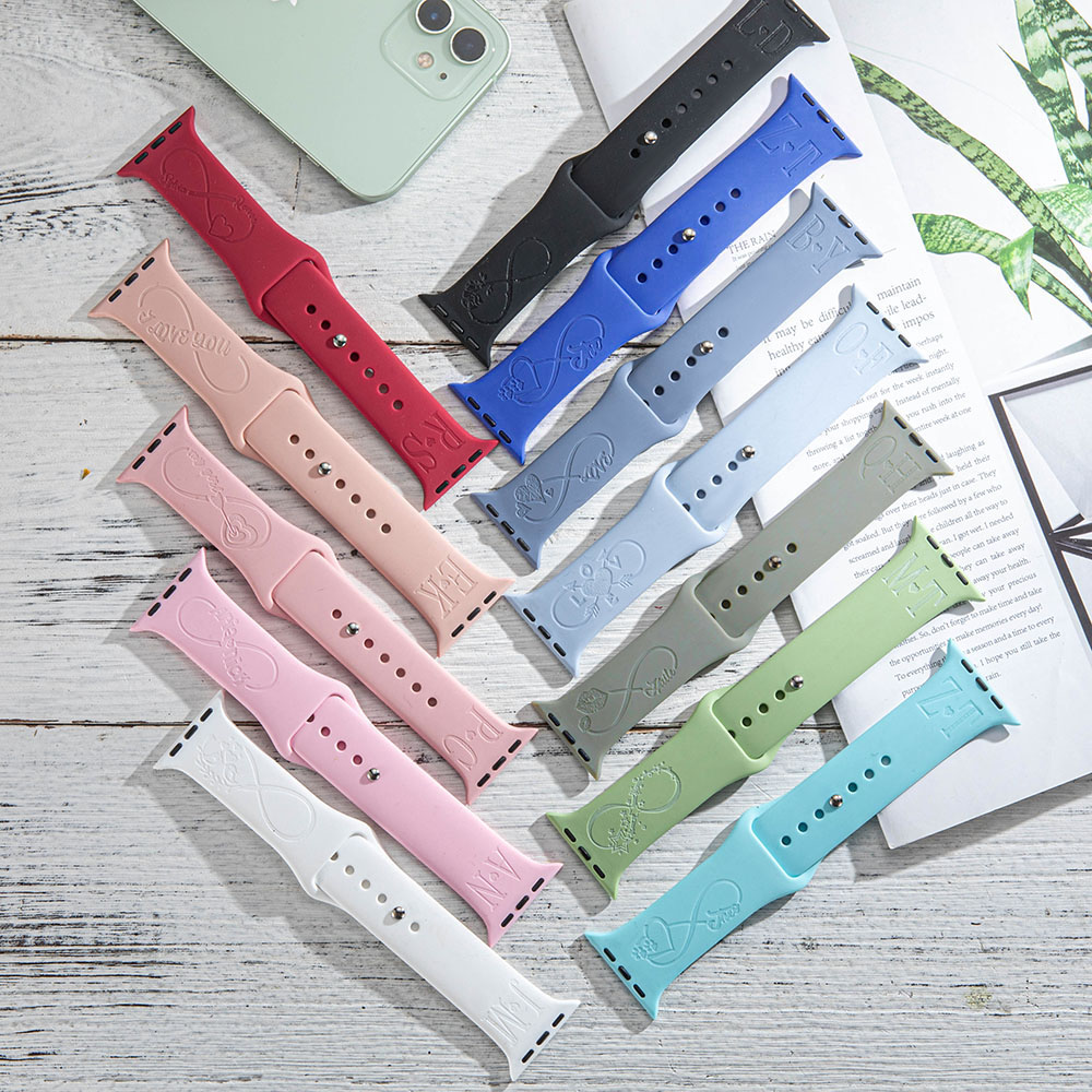 Personalized Engraved Infinity Silicone Watch Band with Couple's Name ...