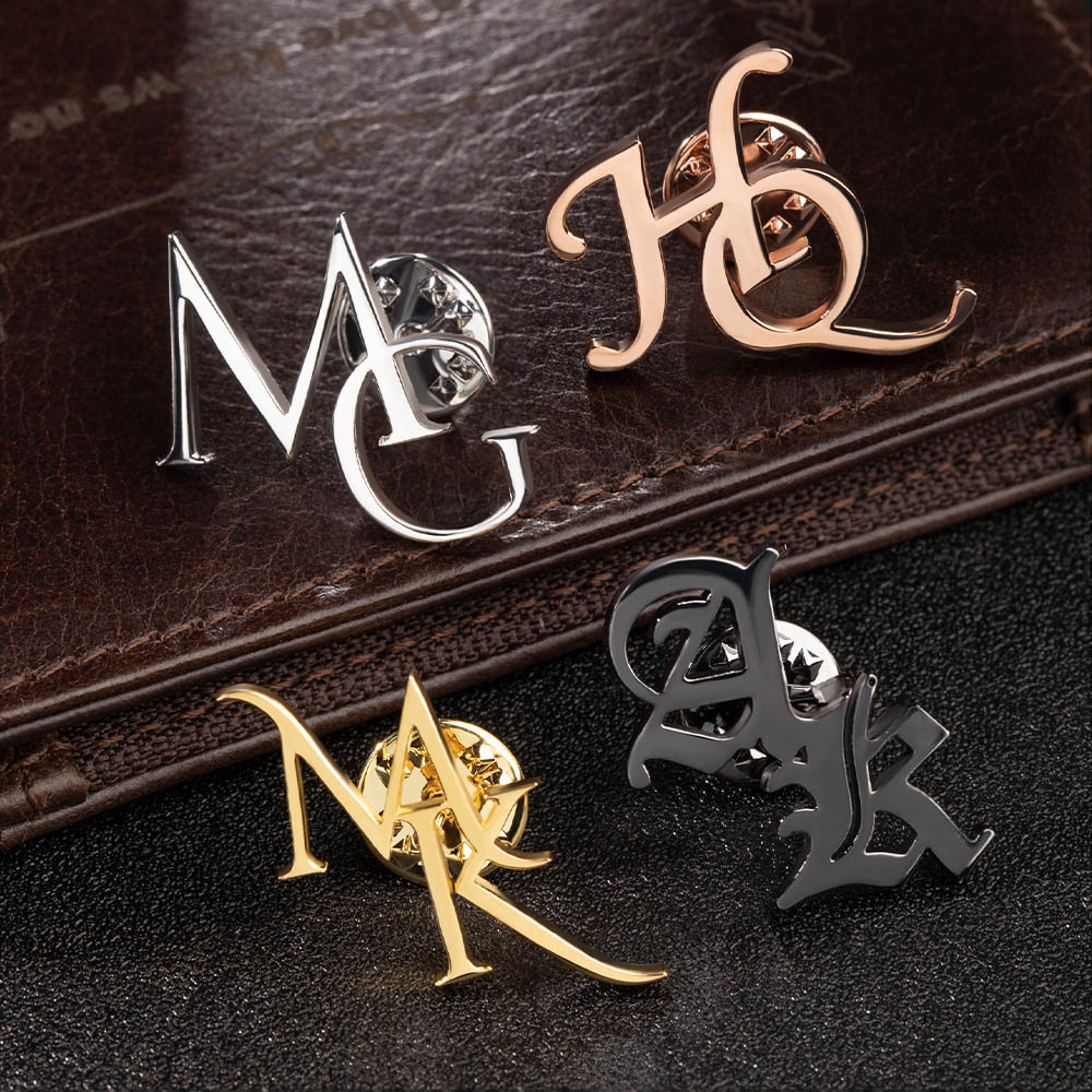 Personalized Initials Lapel Pin Brooch Suit Accessory Wedding ...