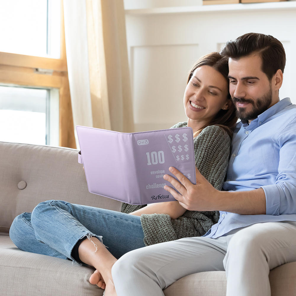 Personalized 100 Envelopes Money Saving Challenge Leather Binder with ...