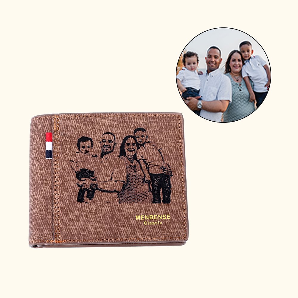 Personalized Engraved Men's Photo Leather Wallet - CALLIE