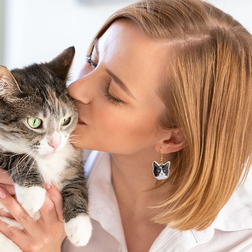 Personalized Pet Portrait Necklace Earring Keychain Birthday Gift for ...