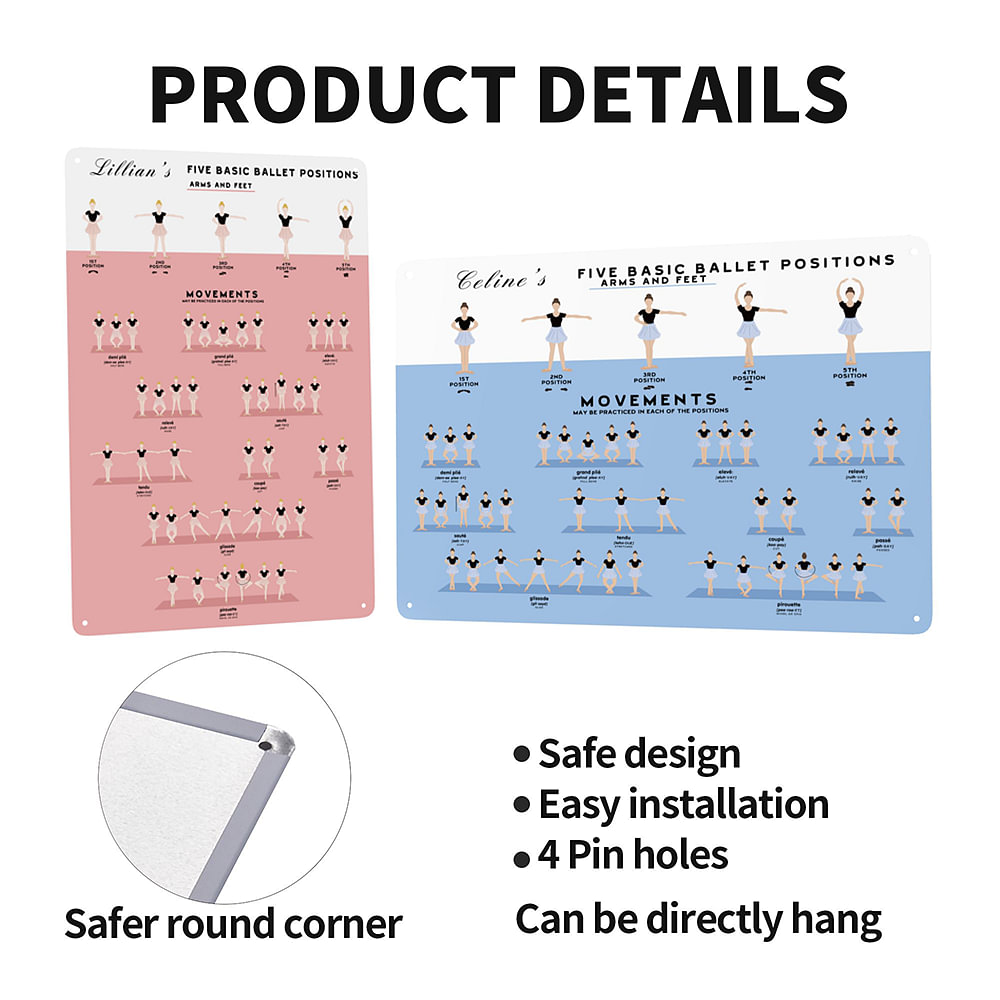 Personalized Tin Sign with Ballet Dance Positions & Movements |Callie ...