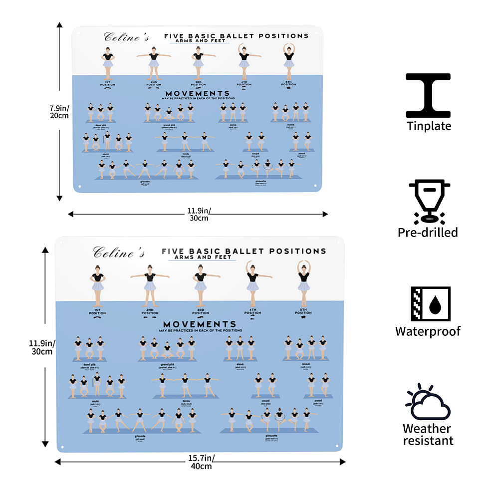 Personalized Tin Sign with Ballet Dance Positions & Movements |Callie ...