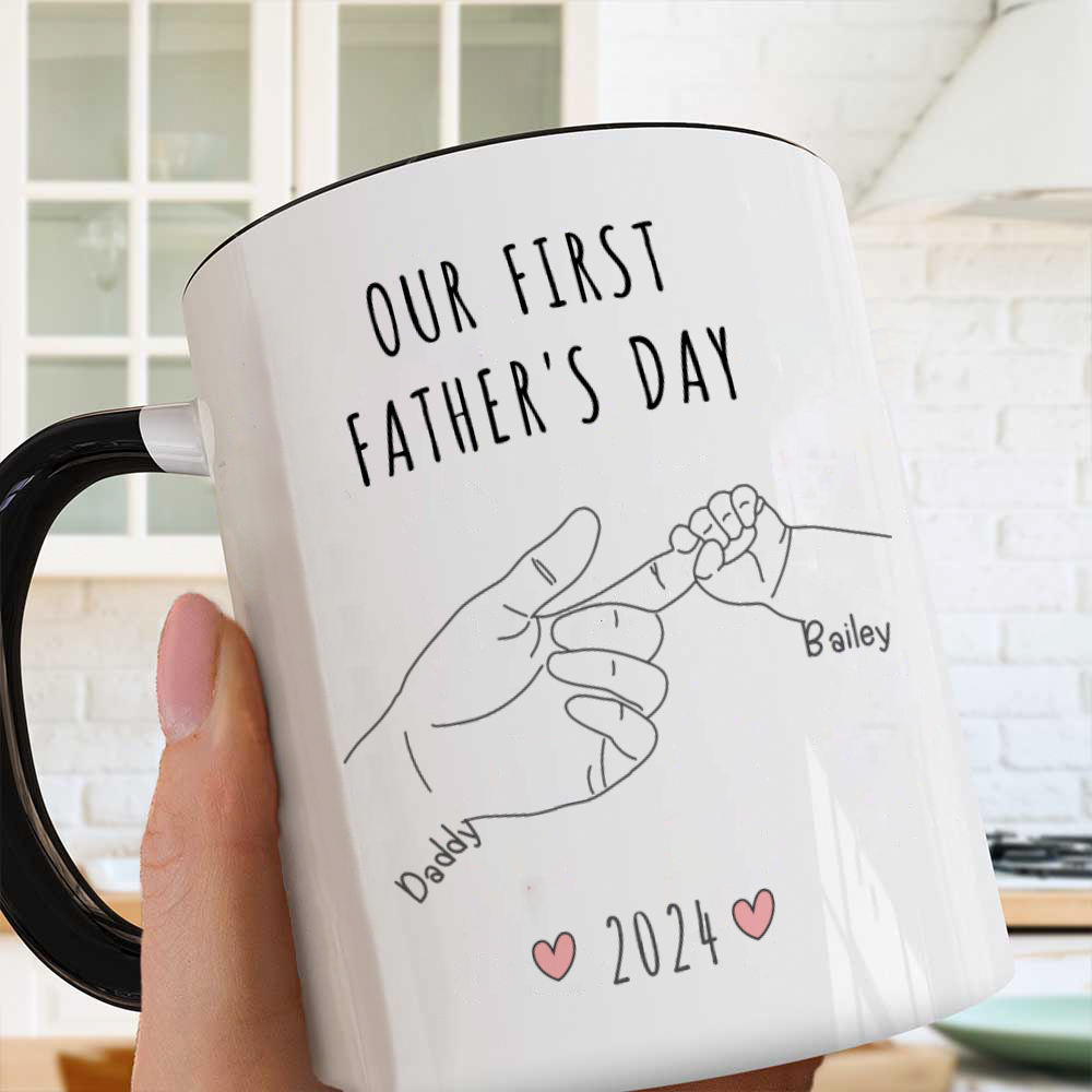 Personalized Parent - Child Hand in Hand 11oz Ceramic Coffee Mug with ...