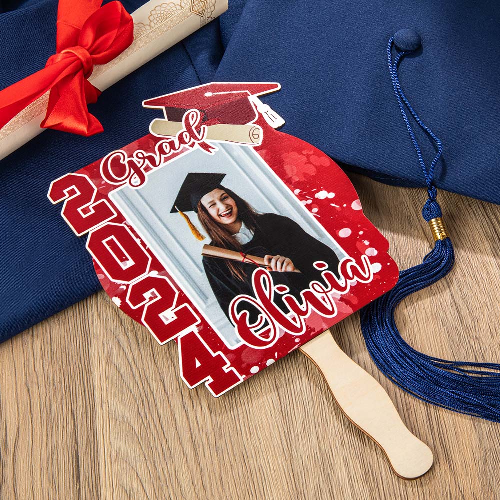 Personalized Multicolor 2024 Grad Graduation Photo Fan with Name Photo ...