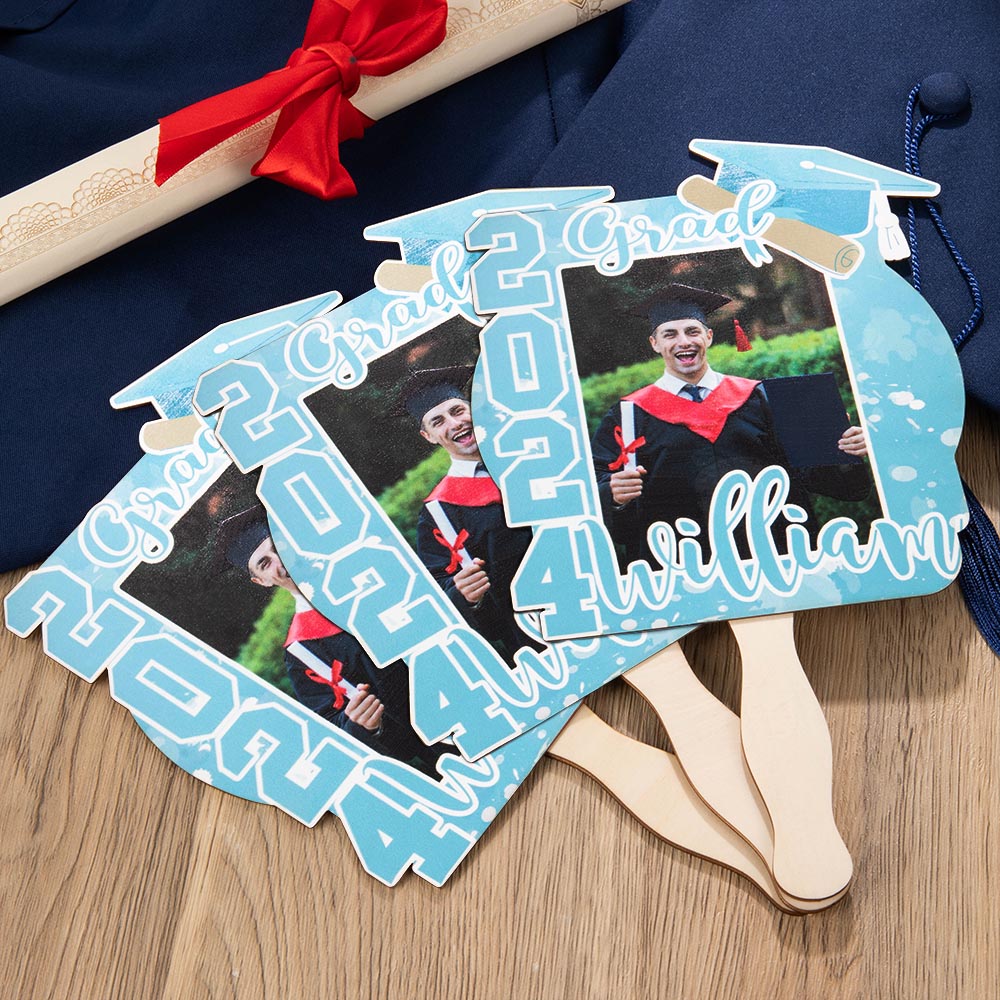 Personalized Multicolor 2024 Grad Graduation Photo Fan with Name Photo ...