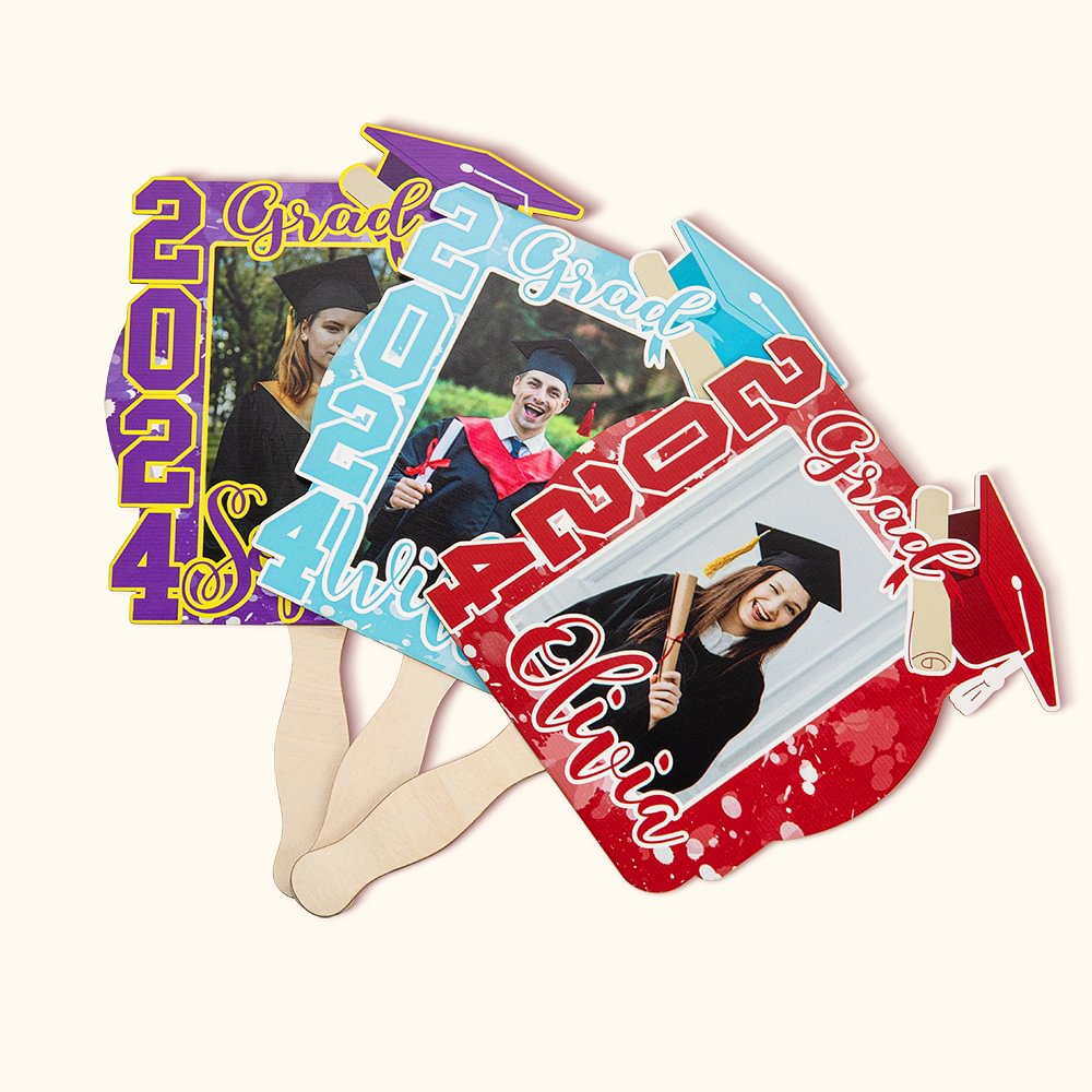 Personalized Multicolor 2024 Grad Graduation Photo Fan with Name Photo ...